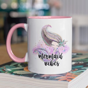 Mermaid Vibes Custom Sea Mug, Little Mermaid Ceramic Mug Handmade, Boho ...