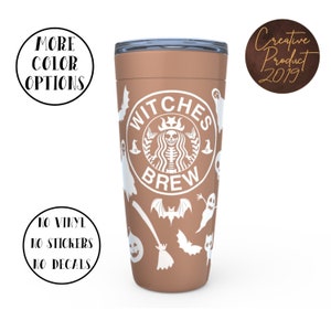 Witches Brew Mermaid Skeleton Bat Skull Broom Halloween Tumbler, Siren ...