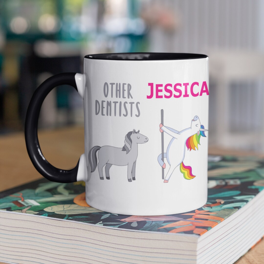 Dentist Unicorn Coffe Mug, Custom Name Dentist Gift, Dental Student ...