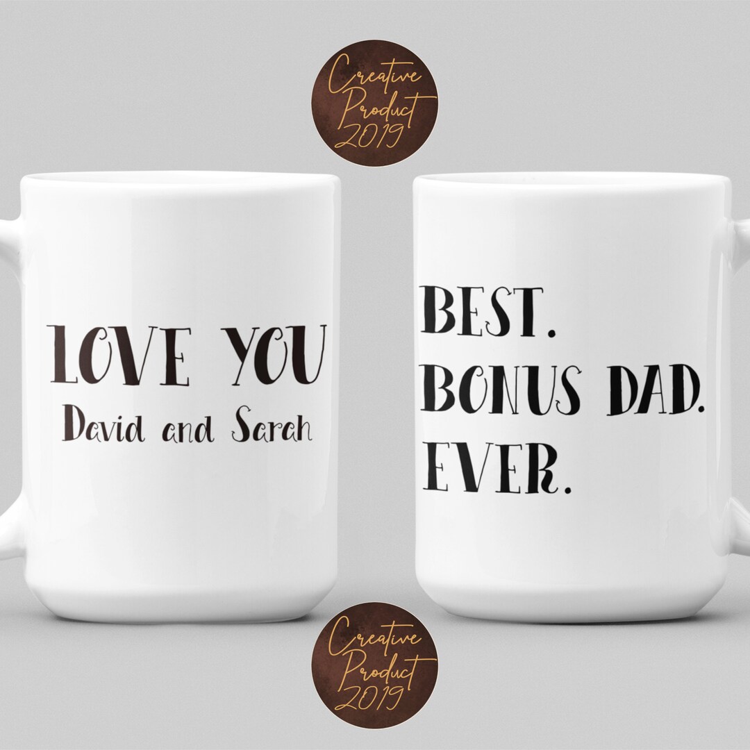 Best Bonus Dad Ever Step Dad Mug, Personalized Kids Name Custom Mug ...