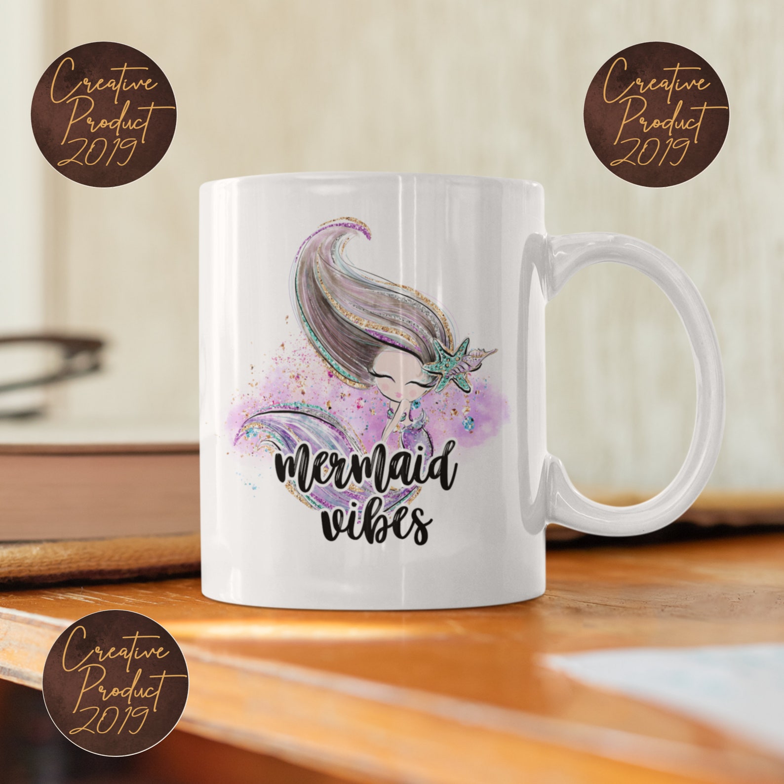 Mermaid Vibes Custom Sea Mug, Little Mermaid Ceramic Mug Handmade, Boho ...