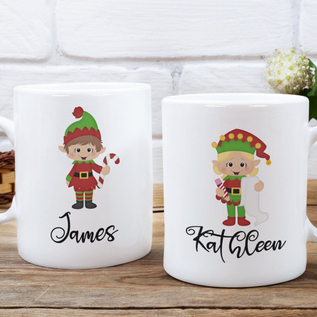 Christmas Elf Holiday Mugs, Snow Elf Christmas Mug, Children Christmas ...