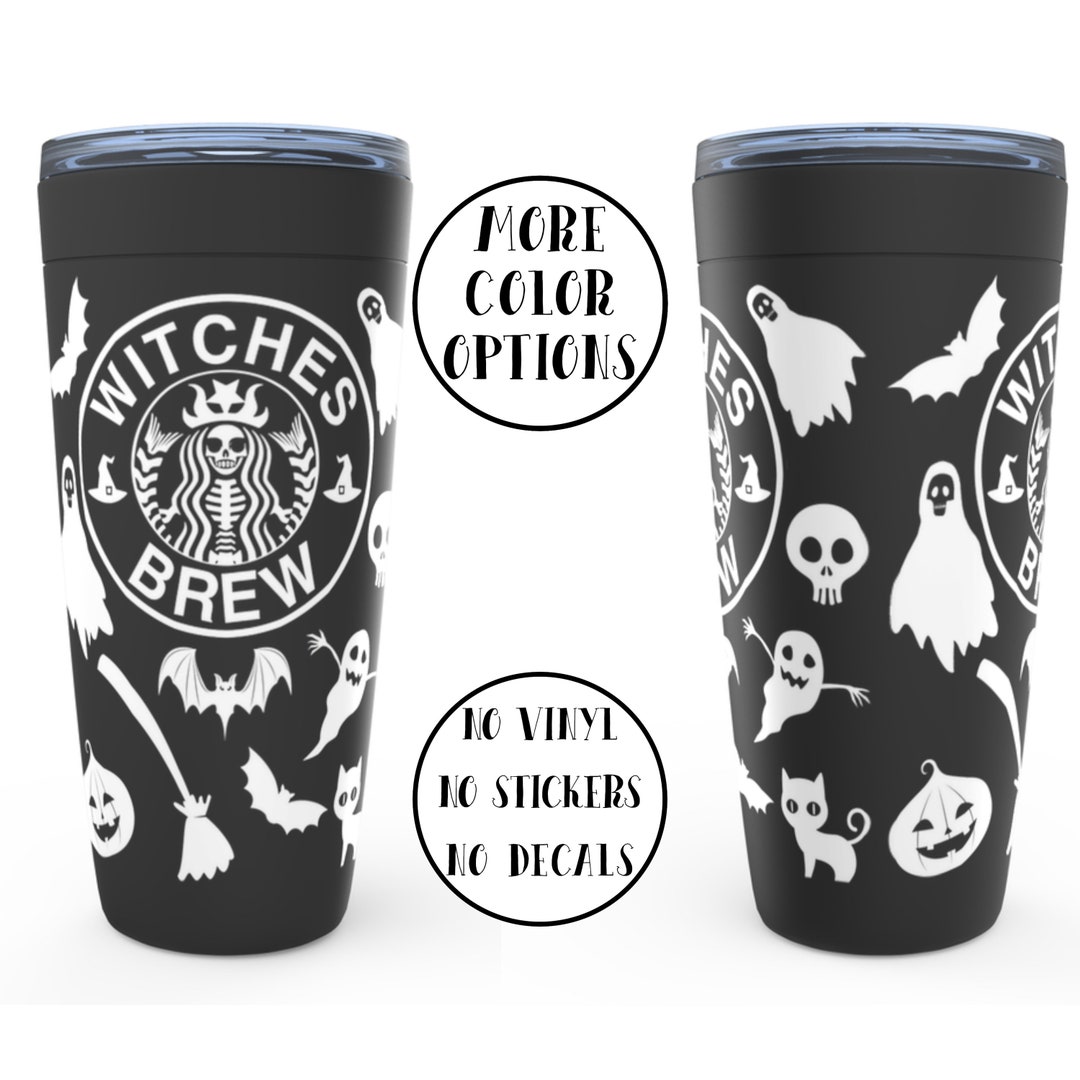 Witches Brew Mermaid Skeleton Bat Skull Broom Halloween Tumbler, Siren ...