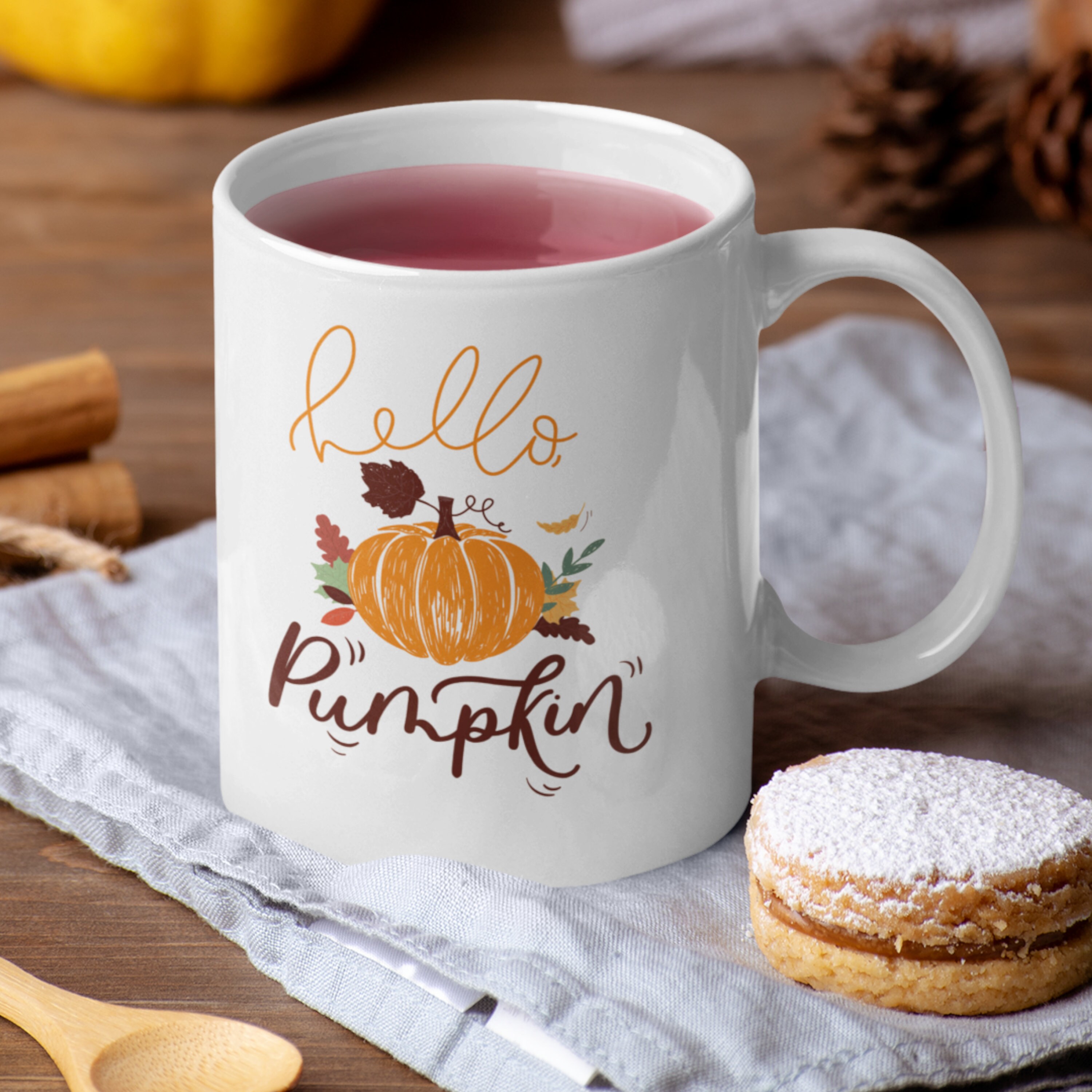 Hello pumpkin autumn mug Pumpkin spice fall mug Thanksgiving | Etsy