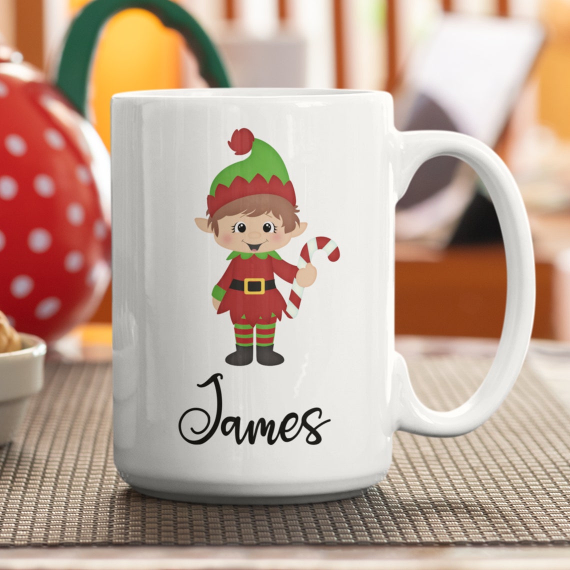 Christmas Elf Holiday Mugs, Snow Elf Christmas Mug, Children Christmas ...