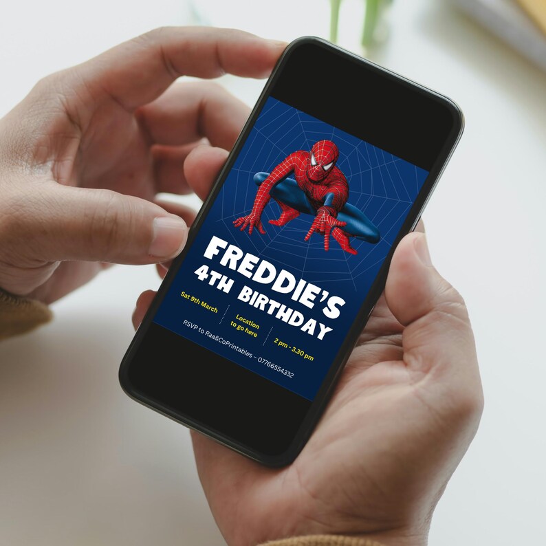 Spider Man Invitation Editable Canva Birthday Party Invite Spidey ...