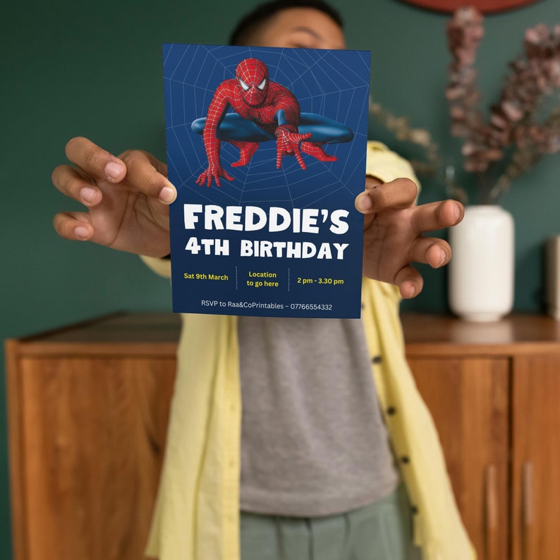 Spider Man Invitation Editable Canva Birthday Party Invite Spidey ...
