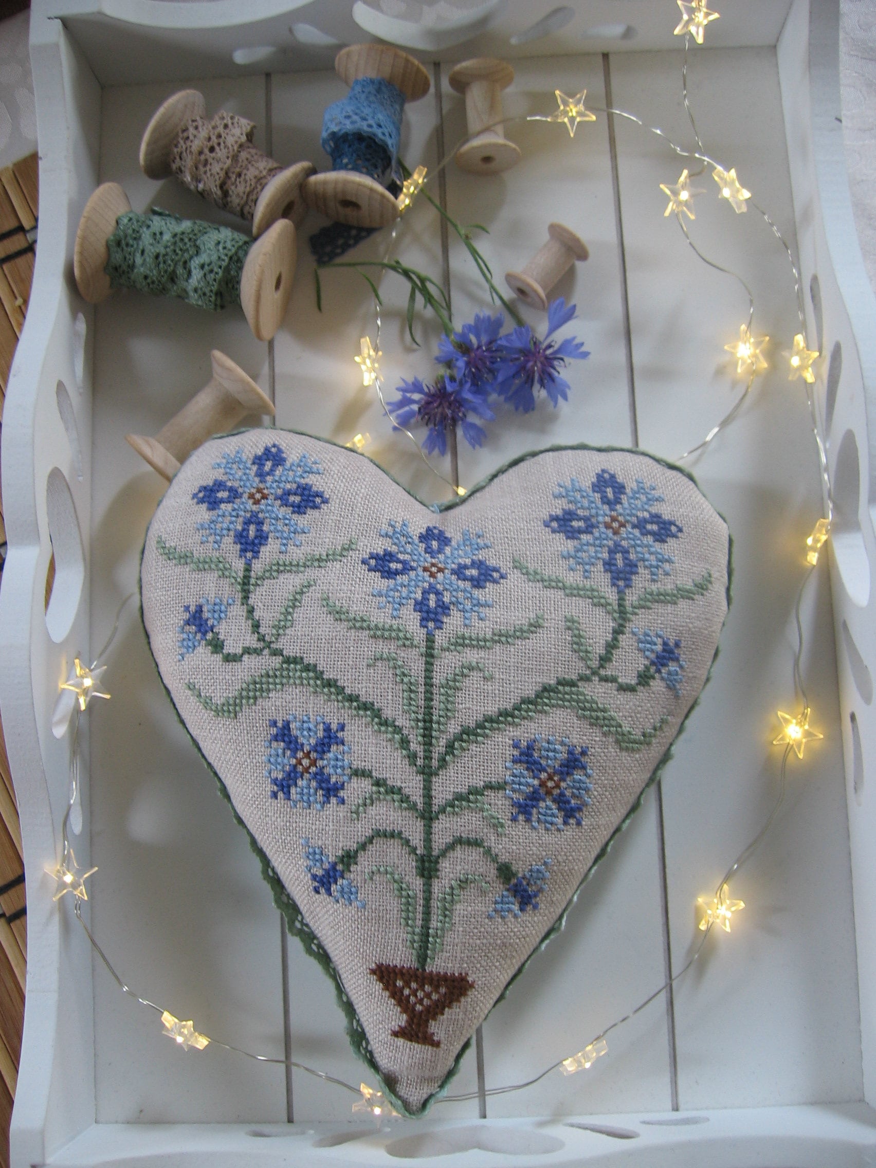 Cornflower Heart /original Cross Stitch Design/pdf - Etsy