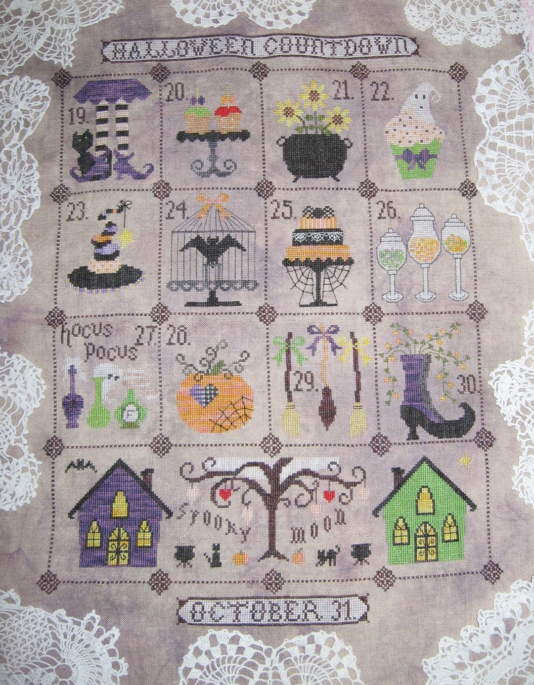 13 Days of Halloween / Primitive Calendar for Witches / Origonal Cross ...