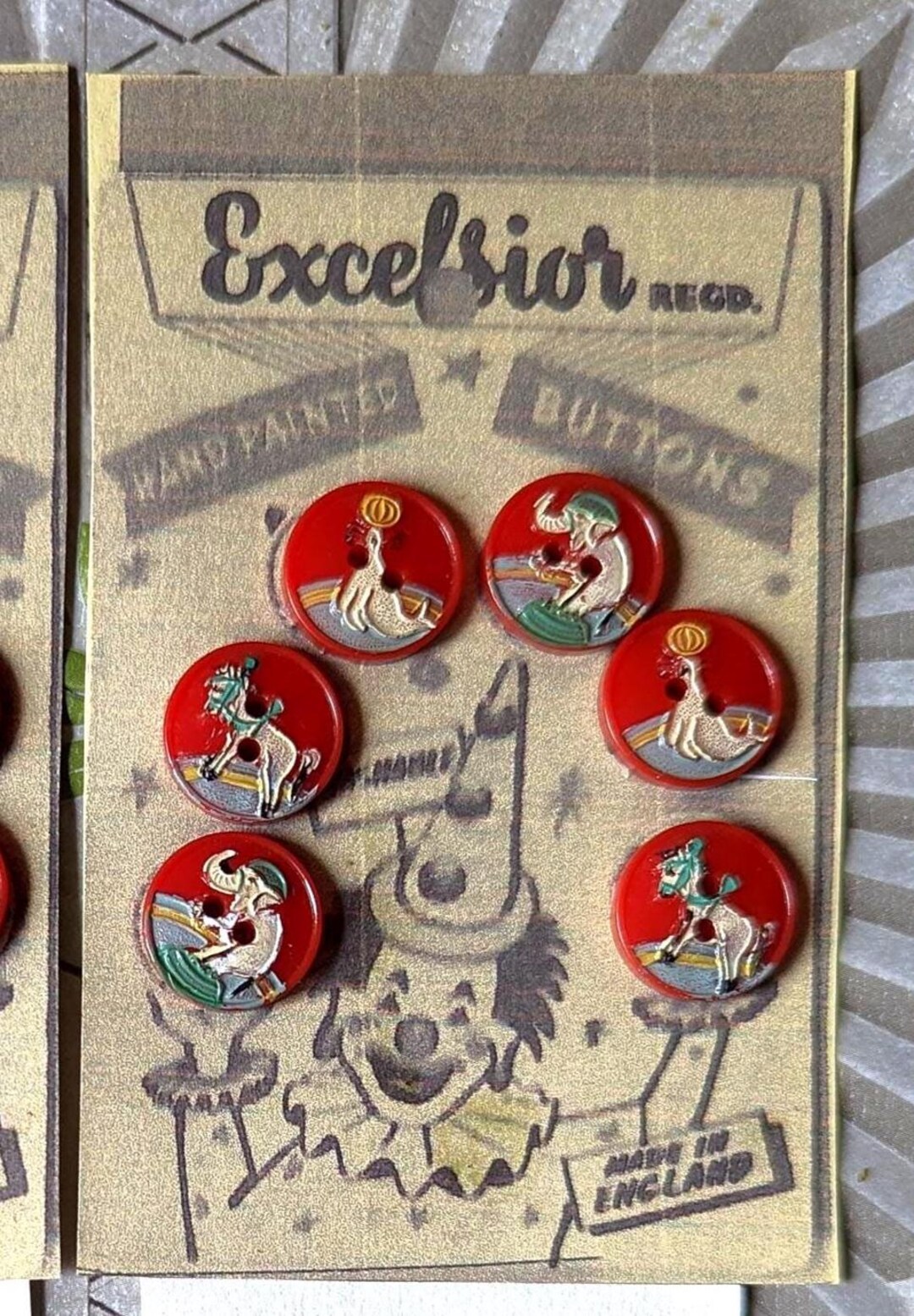 Button Set X 6 of 1950s English Hand-painted Novelty Circus Scenes. 1 ...