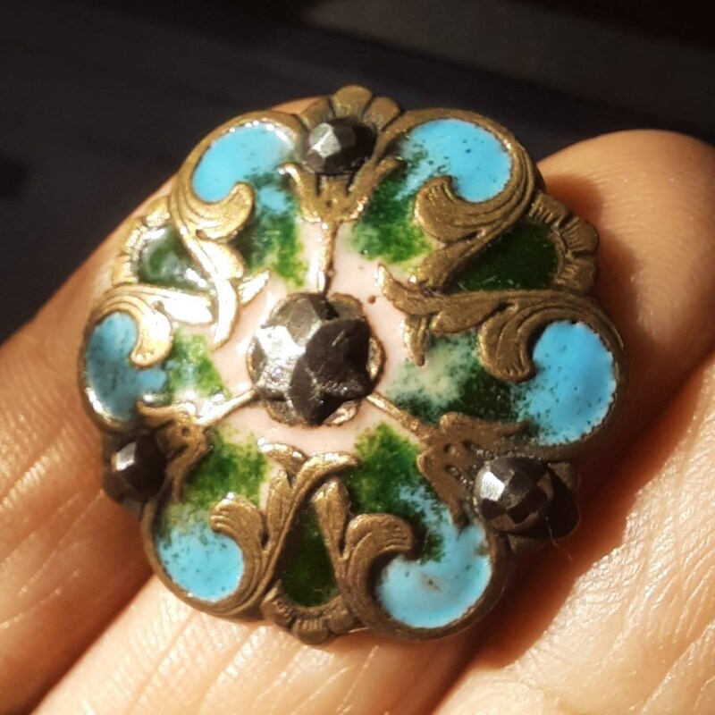 Antique Enamel Button - Etsy