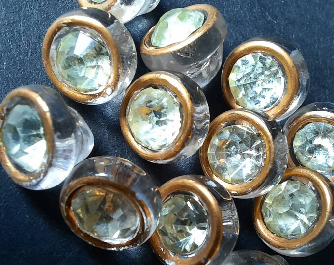 12 Buttons Antique Crystal Paste Stone With Gold Rims. 8mm Diameter. - Etsy