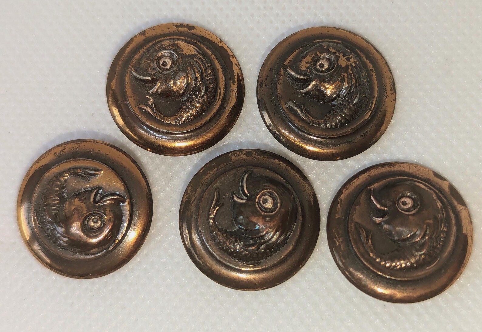 Button Fish Picture Vintage 1950s Copper Cast . 2cm Diameter. - Etsy