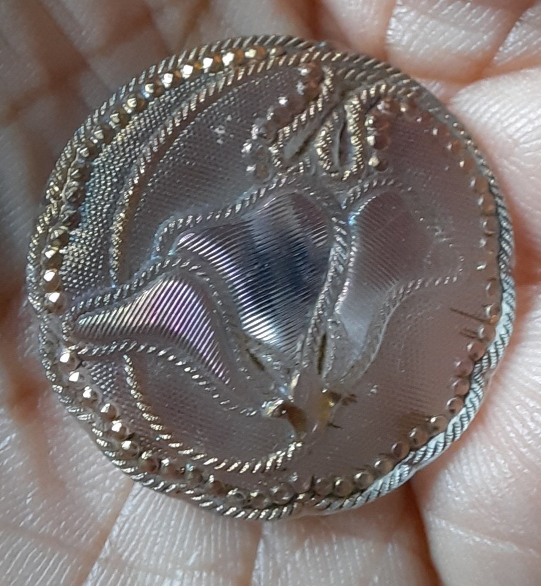 1800s Button Stunning Art Nouveau Poppy on Lacy Glass - Etsy