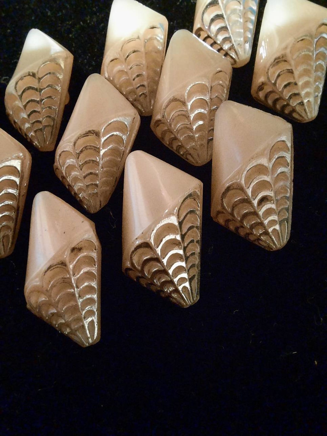 5 Art Deco Cone Buttons With Webbed Gold Design. 20mm by 10mm or 2cm by ...
