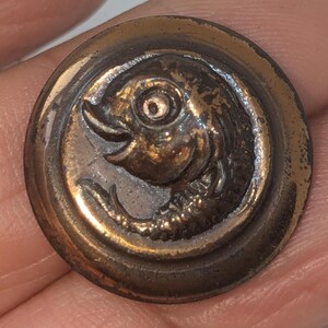 Button Fish Picture Vintage 1950s Copper Cast . 2cm Diameter. - Etsy