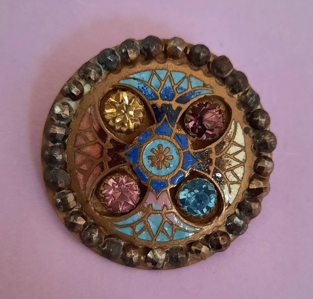 Button ..1800S Antique Button With Jewel Pastes Cloisonne Enamels and ...