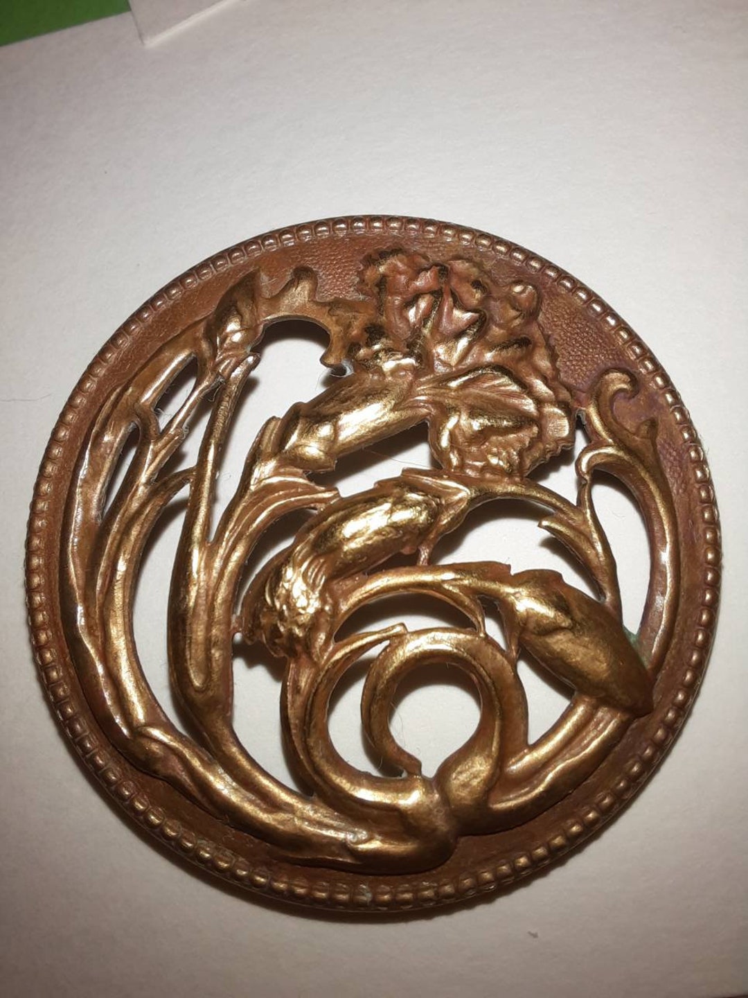 Button Stunning Large 1800s Original Antique Art Nouveau Copper Button ...