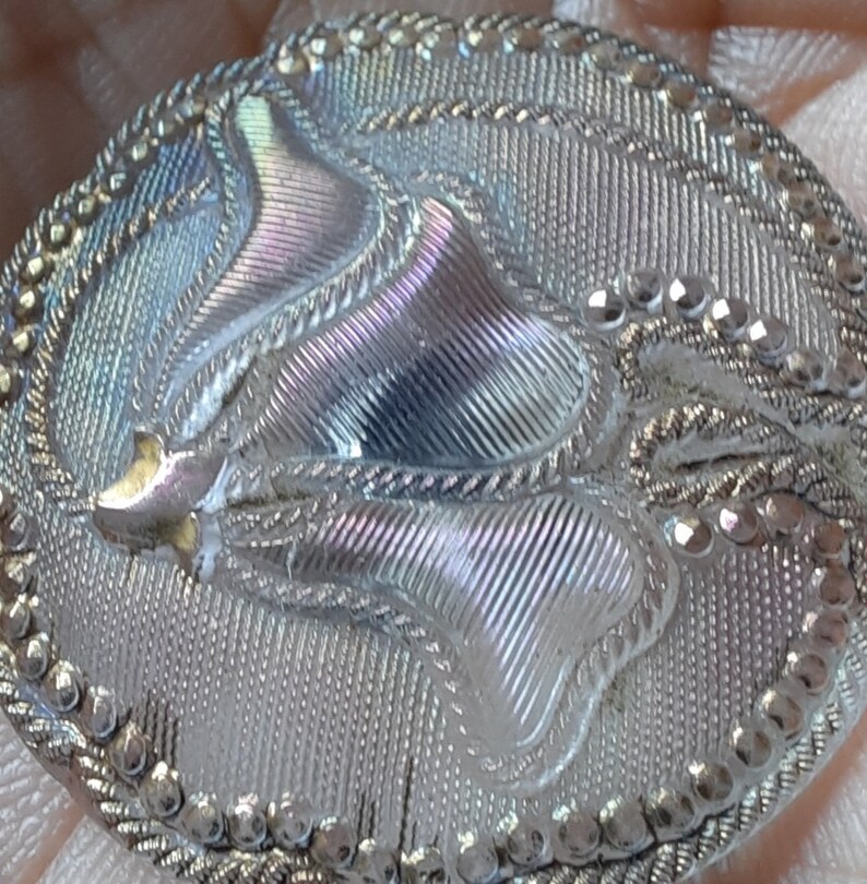 1800s Button Stunning Art Nouveau Poppy on Lacy Glass - Etsy