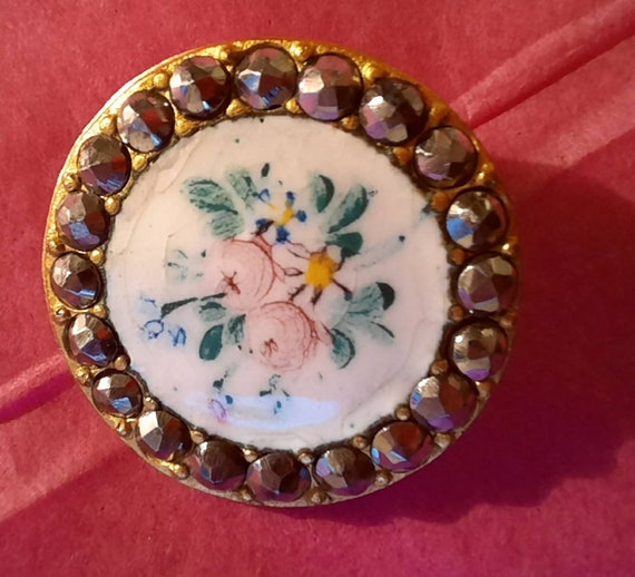 1 Circa 1890s Cut Steel and Handpainted Enamel Button. 20mm - Etsy