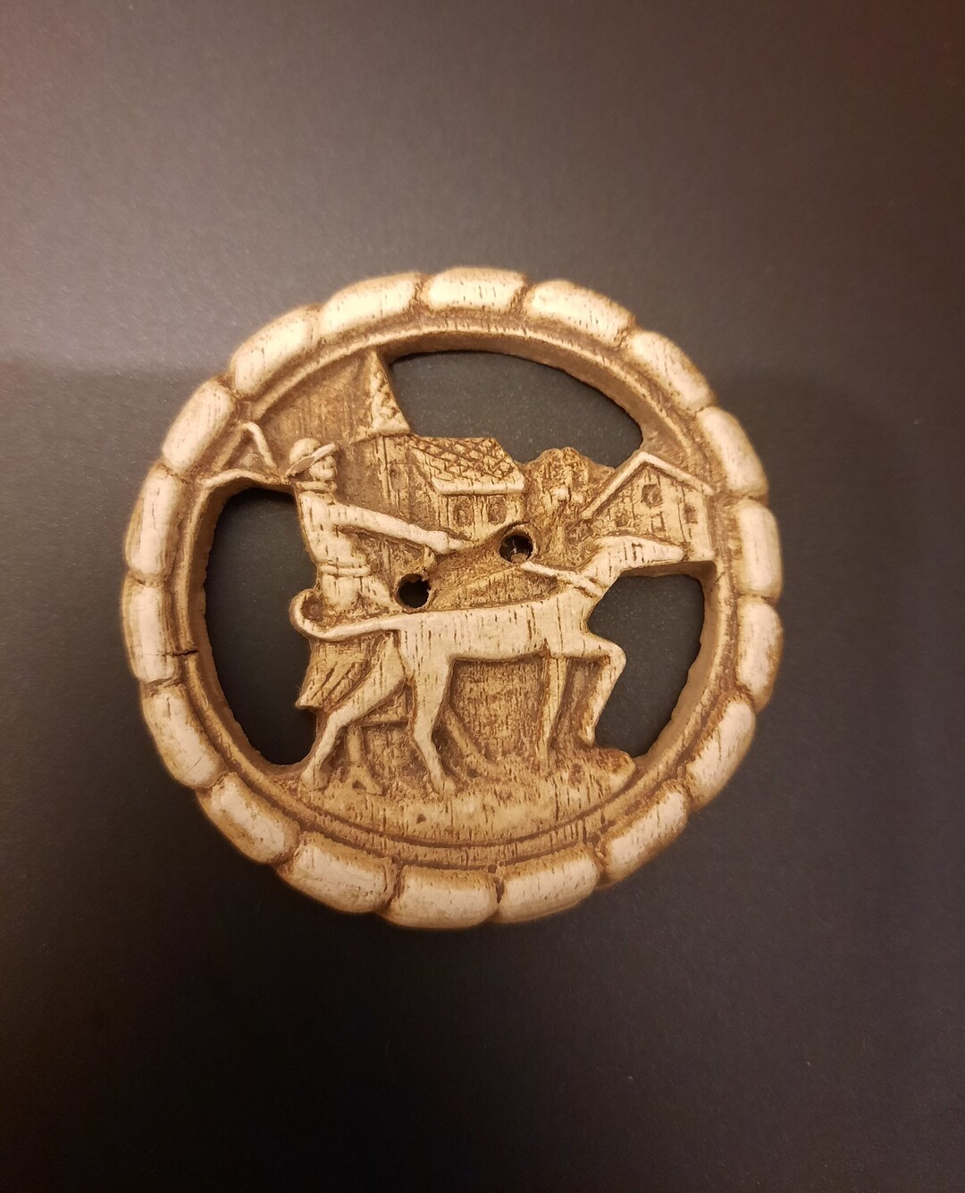 Button Lady Walking a Dog. Burwood Button. Large 5cm Diameter. - Etsy