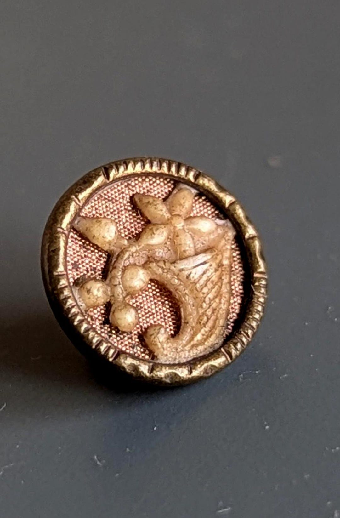 Button 1 Ivoroid and Rose Gold Painted Austrian Tiny. 1cm Diameter. - Etsy