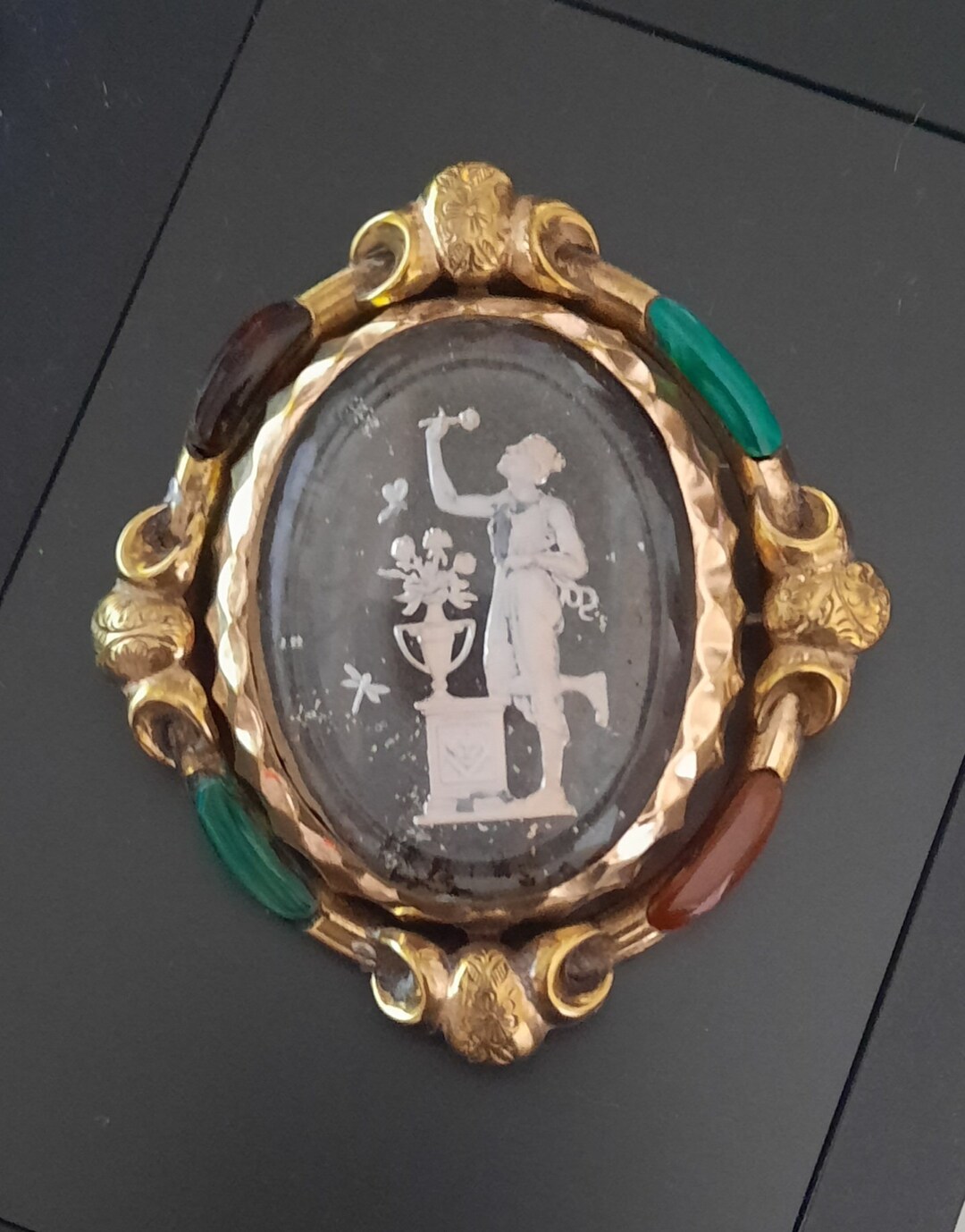 Victorian Pinchbeck Gold Locket Brooch: Swivel Photo Pendant, Gift ...