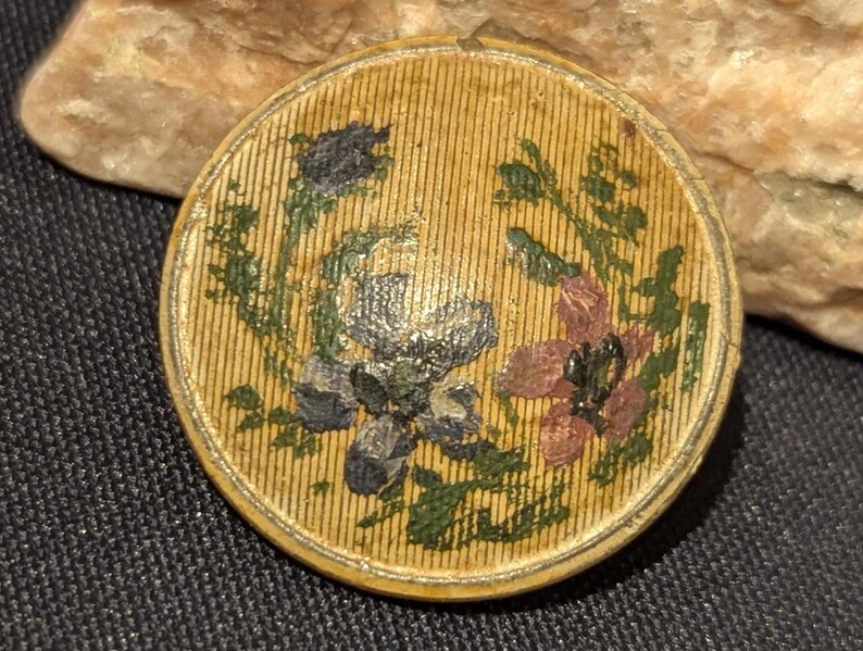 Antique 1800s Handpainted Horn Button in Florals. 2.3cm Diameter. - Etsy