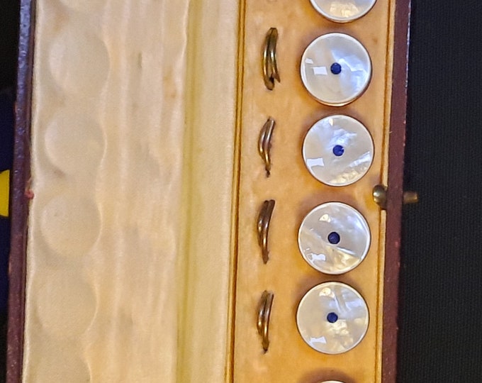Antique Buttons Sapphire and Mother of Pearl. Boxed. 1.4cm Diameter. - Etsy