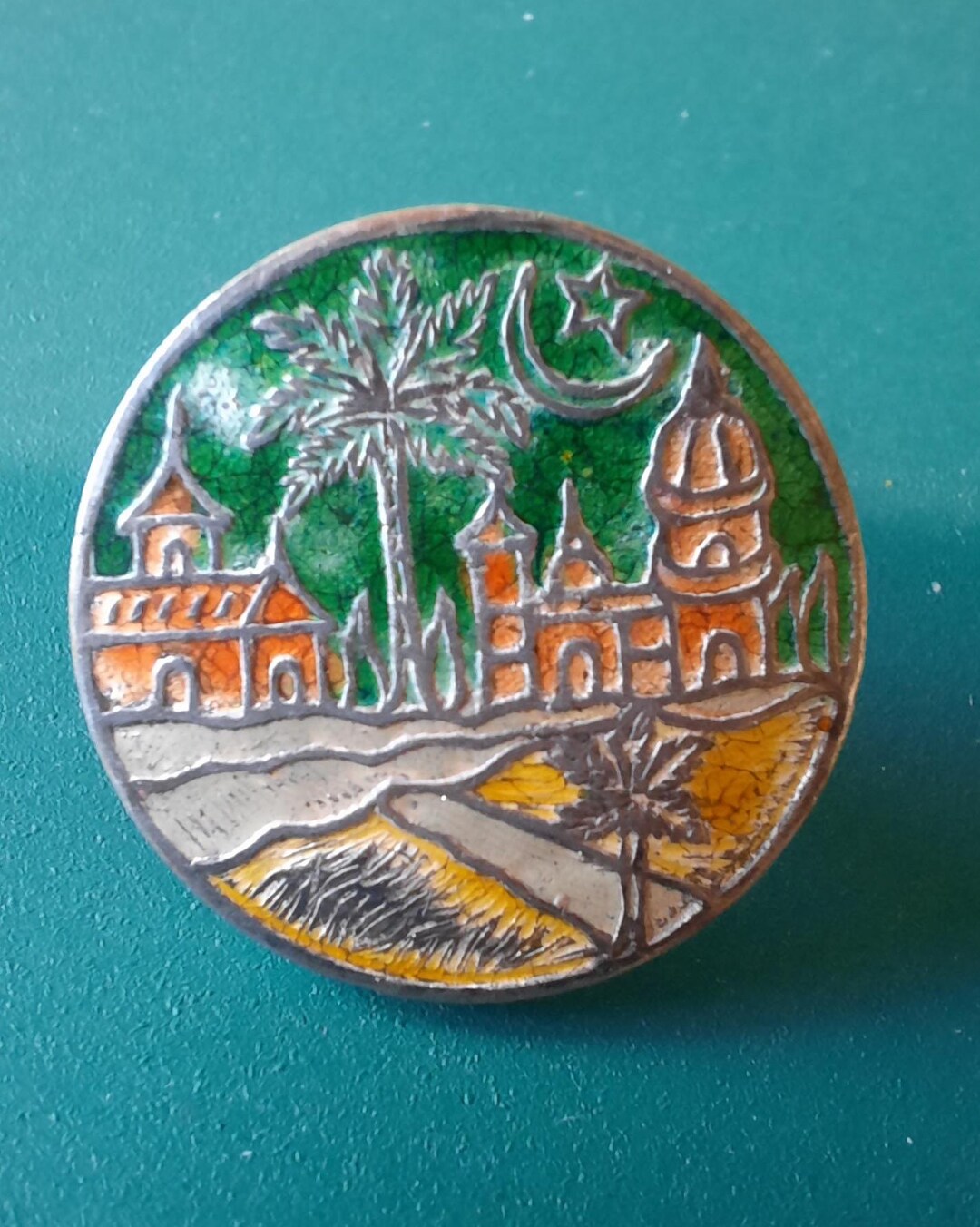 Rare Deccan Button of Enameled Picture Scene. Signed. 2 Cm Diameter. - Etsy