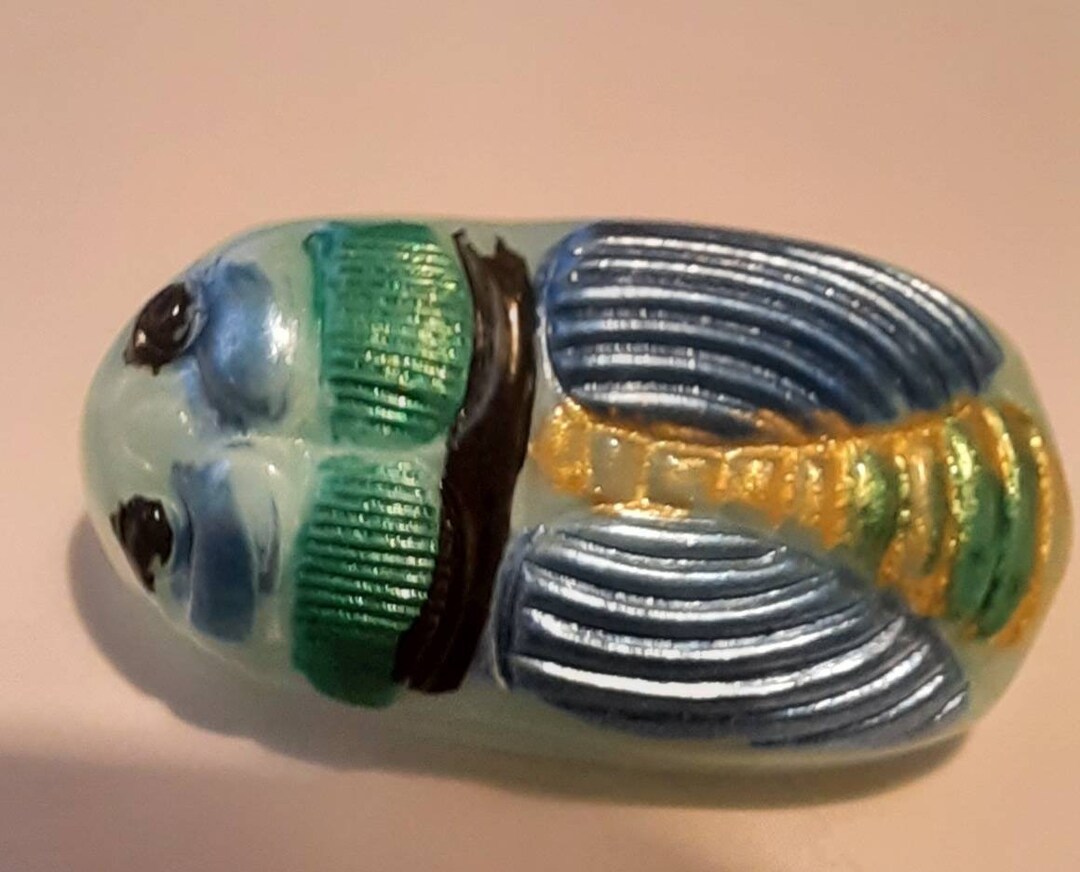 Button Insect in Turquoise and Blue in Vaseline Glass. I Inch by 14mm ...