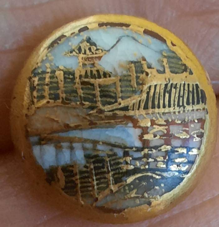 1 Signed Satsuma Button 1800s Detailed 22ct Landscape Scene . | Etsy