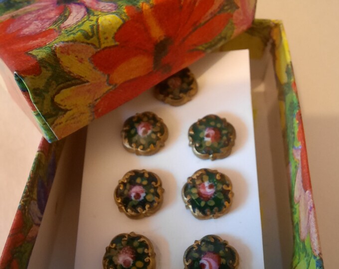 Buttons X 7 French Enamels. Tiny 8mm Diameter. - Etsy