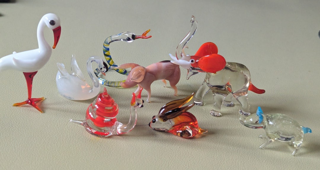8 Miniature Marano Glass Animals - Etsy
