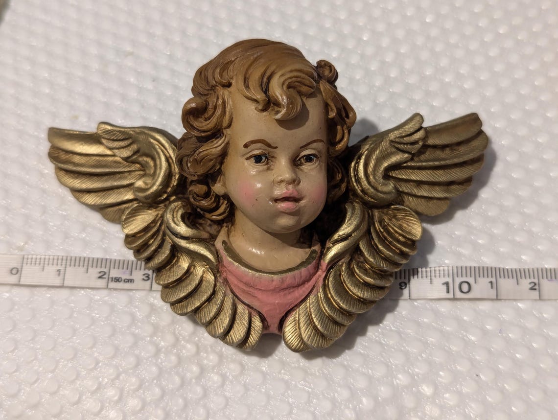 Vintage Italian Angel Wall Art, Golden Wings Collectible. - Etsy