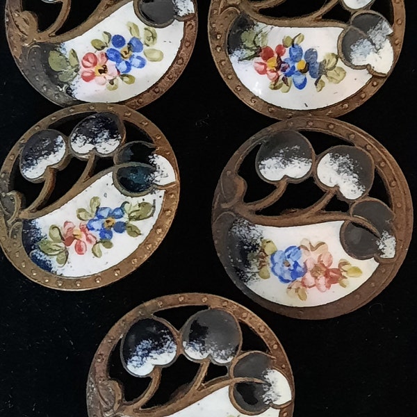 Antique Enamel Button - Etsy