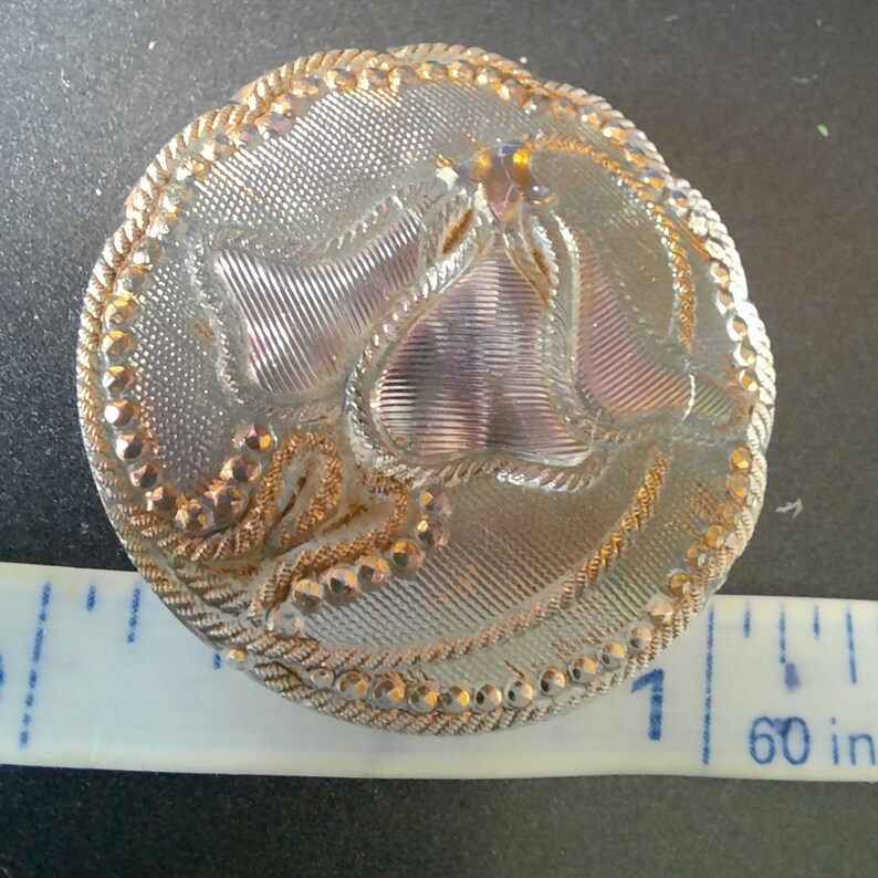 1800s Button Stunning Art Nouveau Poppy on Lacy Glass - Etsy