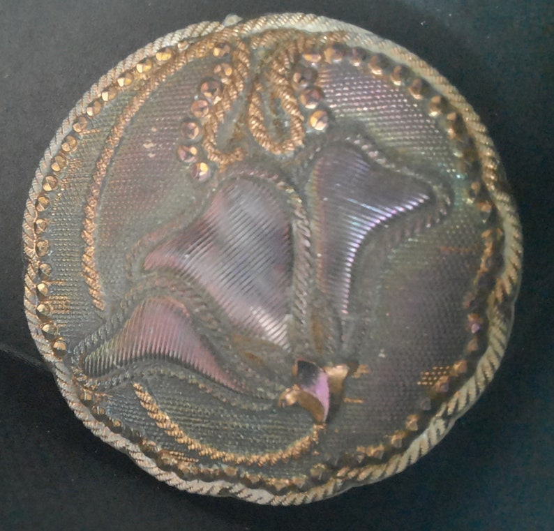1800s Button Stunning Art Nouveau Poppy on Lacy Glass - Etsy