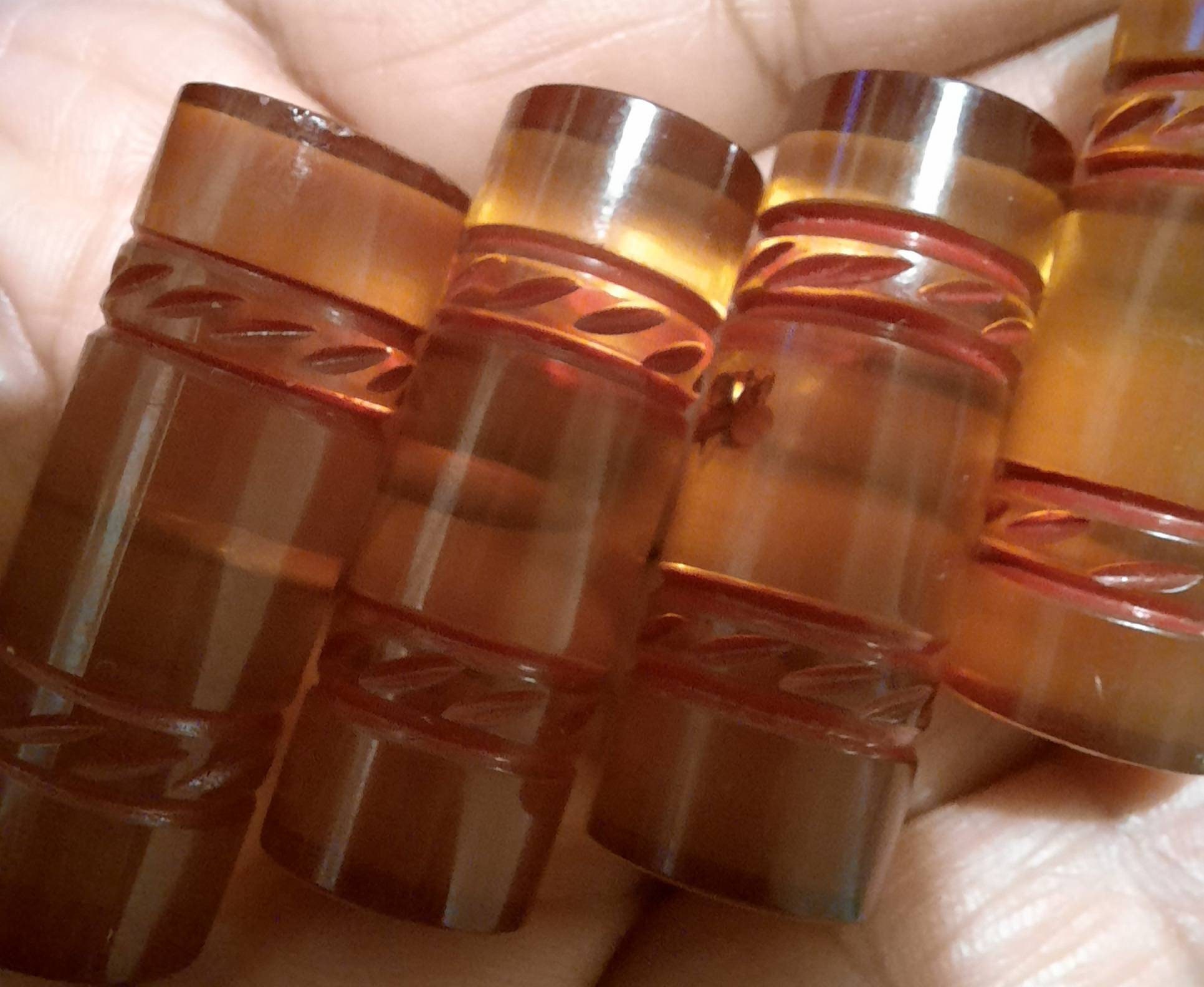 1 large amberine lucite toggle cylinder button. 35mm long | Etsy