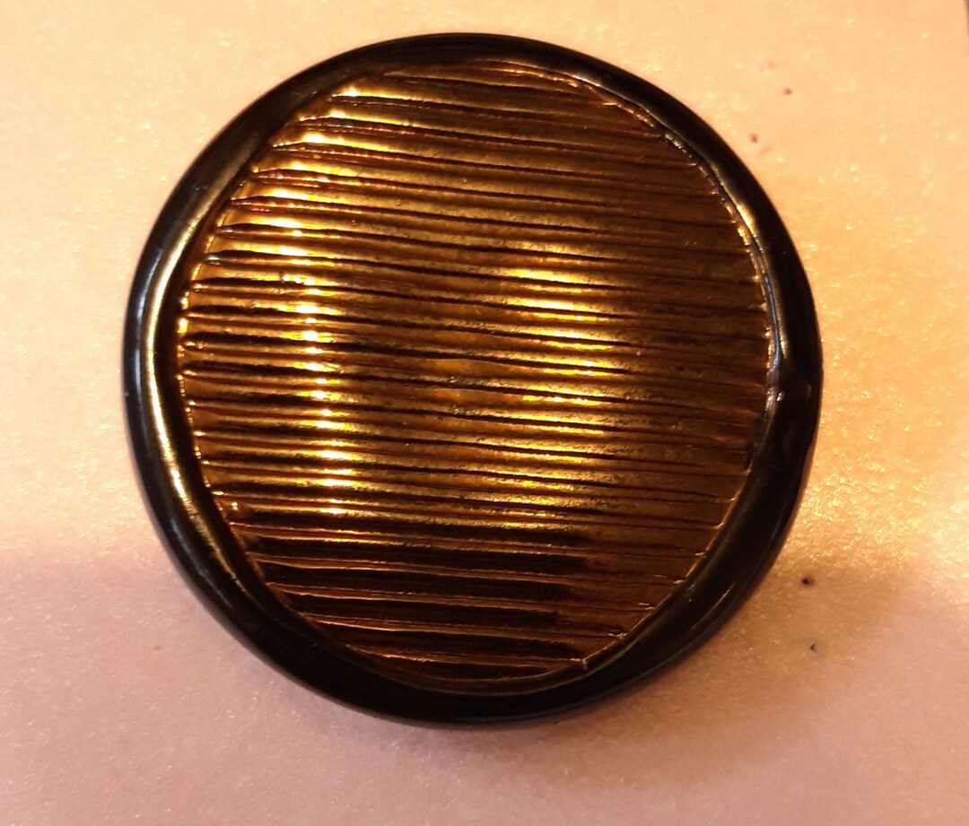 1 Art Glass Large Copper Ribbed Button. 4cms. - Etsy