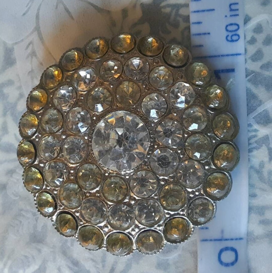 Button Antique Paste Stones With Yellow Stone Surround Feature. Large 2 ...