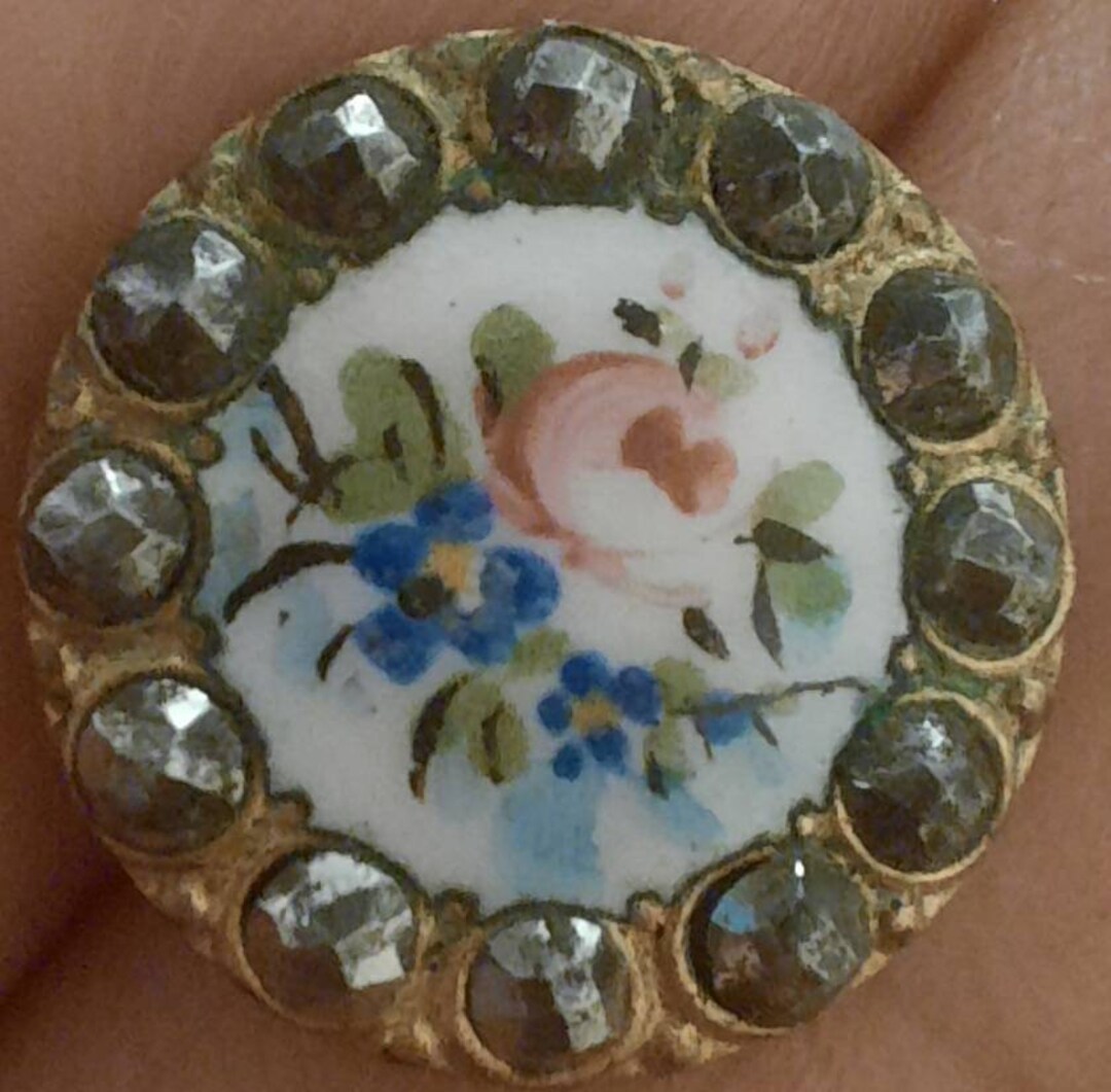 Button 1 1890s Cut Steel and Enamel Button. 15mm Diameter. - Etsy