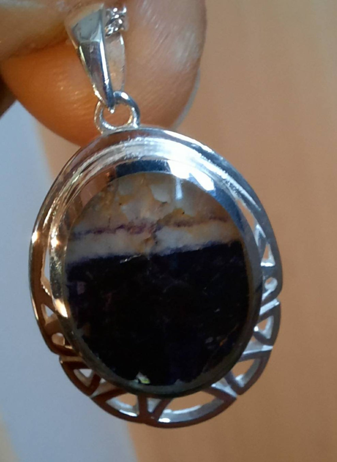 1 Blue John Pendant Necklace Stunning Derbyshire Stone and - Etsy UK