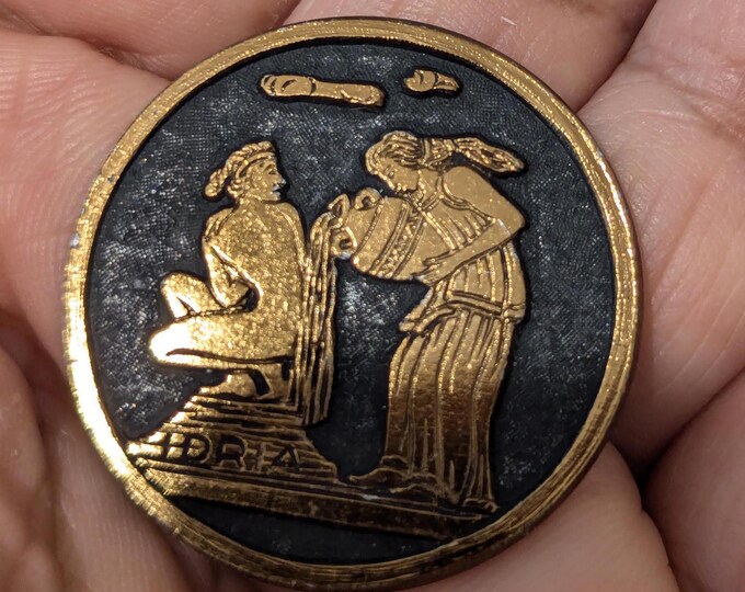 Button Greek Mythology of Nymph Idria. Vintage Large 3.2cm Diameter. - Etsy