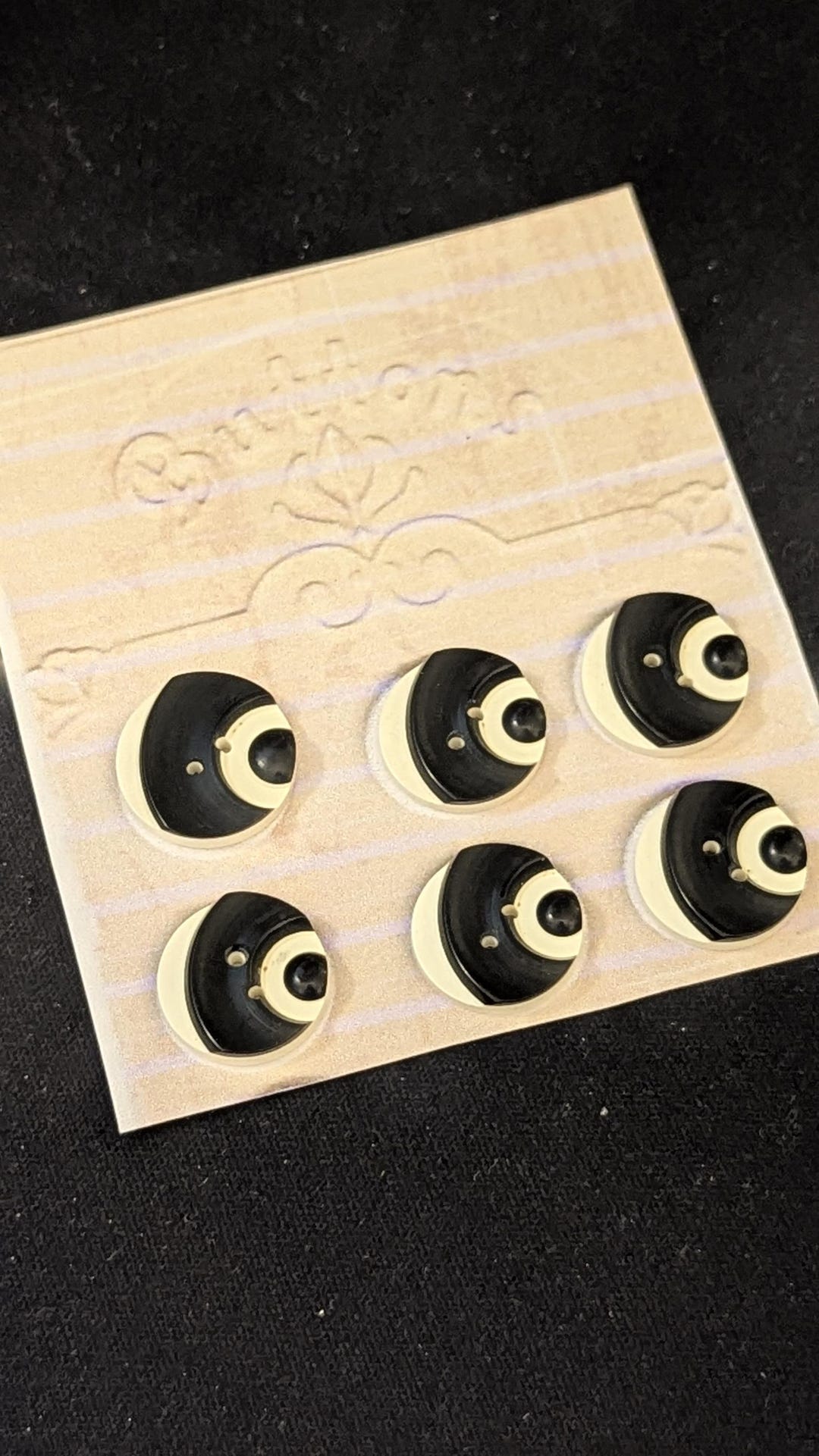 6 Art Deco Buttons in Layered Black and White. 1.8cm Diameter. - Etsy