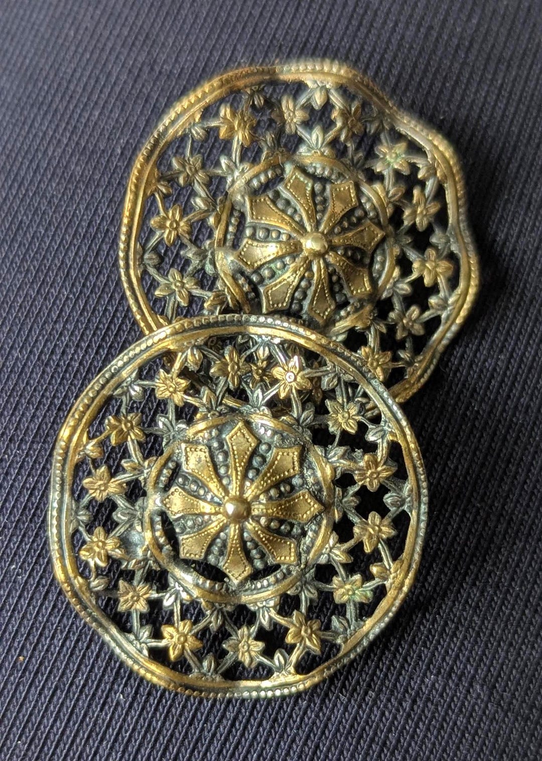 Antique Gilt Brass Button: Lacy Openwork Floral Design, 3cm - Etsy