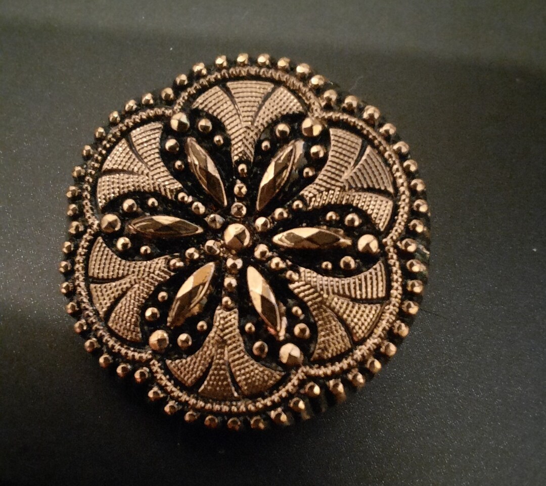 Victorian Button Black Lacy Glass Shaped Flower. 2.1cm Diameter. - Etsy