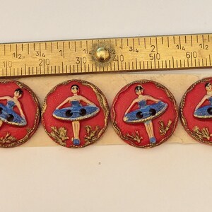 4 Vintage Enameled Ballerina Buttons. 2cm Diameter. - Etsy