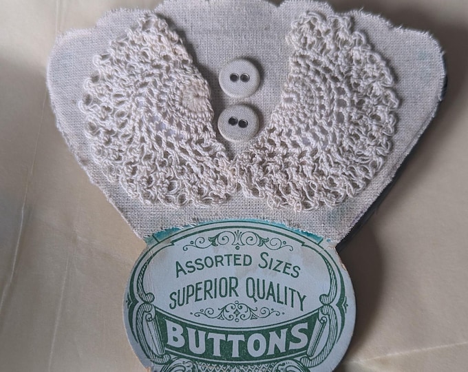 Linen Vintage Buttons Folding Locking Set With Crochet Collar Feature ...