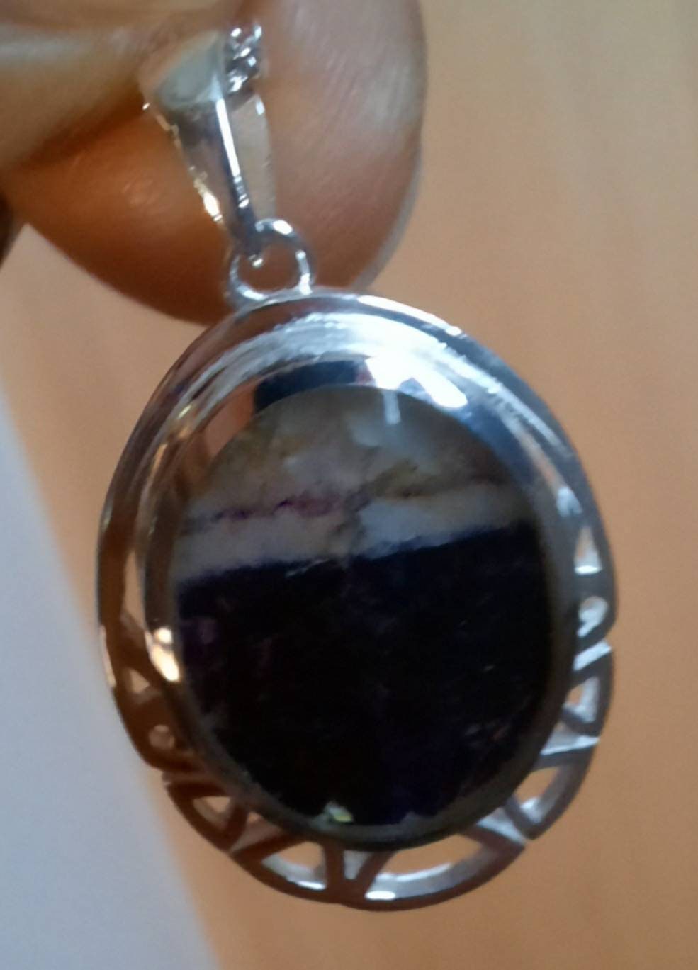 1 Blue John Pendant Necklace Stunning Derbyshire Stone and - Etsy UK